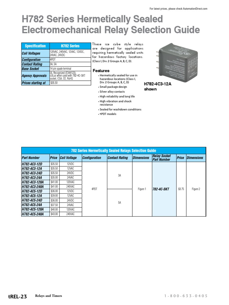 H782 Series Hermetically Sealed Electromechanical Relay Selection Guide | PDF | Relay ...