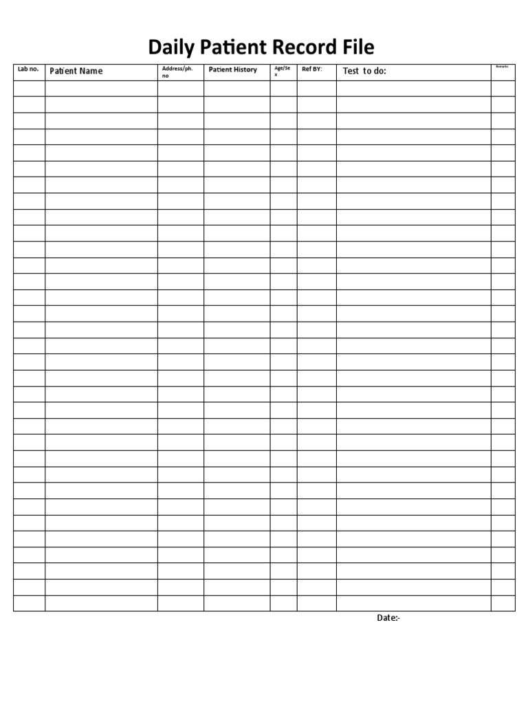 Daily Patient Record | PDF