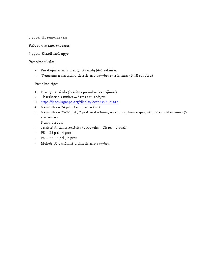 3-4 Pamokos. Charakterio Savybes. | PDF