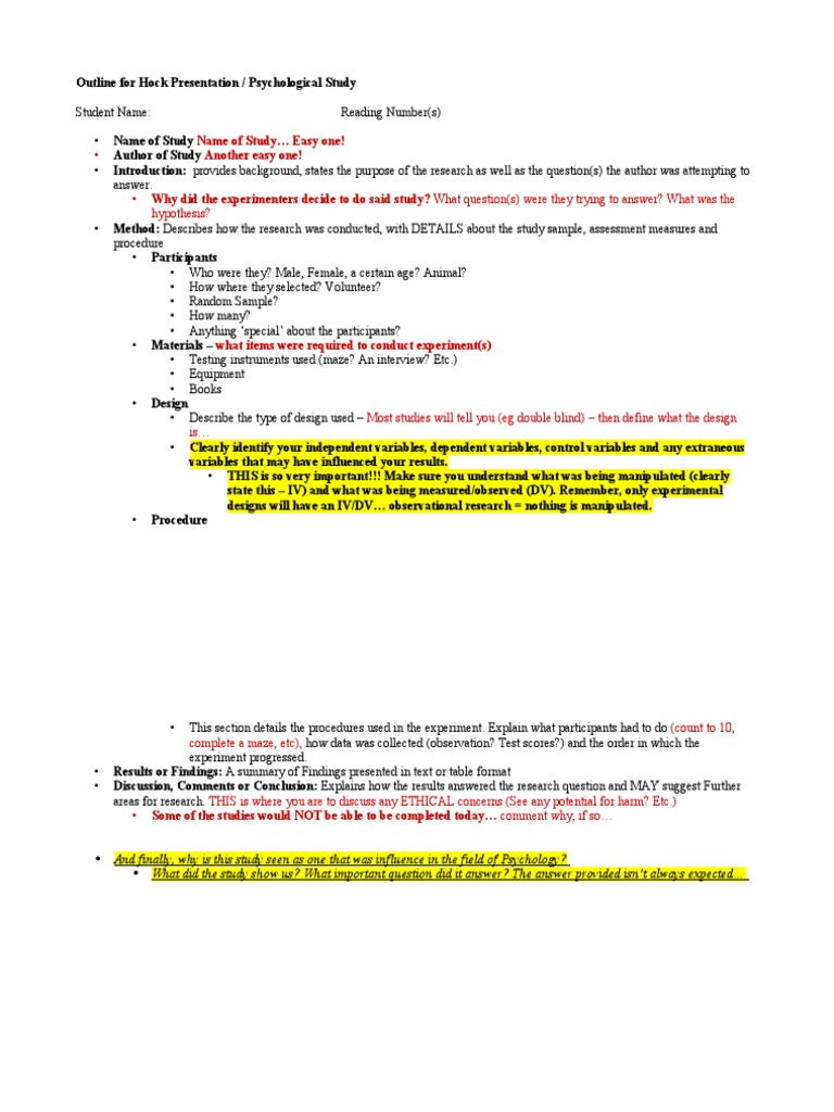 Hock Outline Updated | PDF | Experiment | Dependent And Independent ...