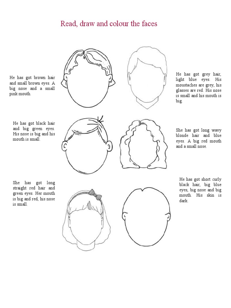 Read, Draw, and Colour Faces Activity | PDF