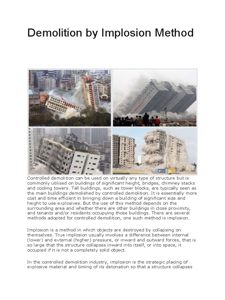Implosion Demolition Techniques | PDF | Demolition | Civil Engineering
