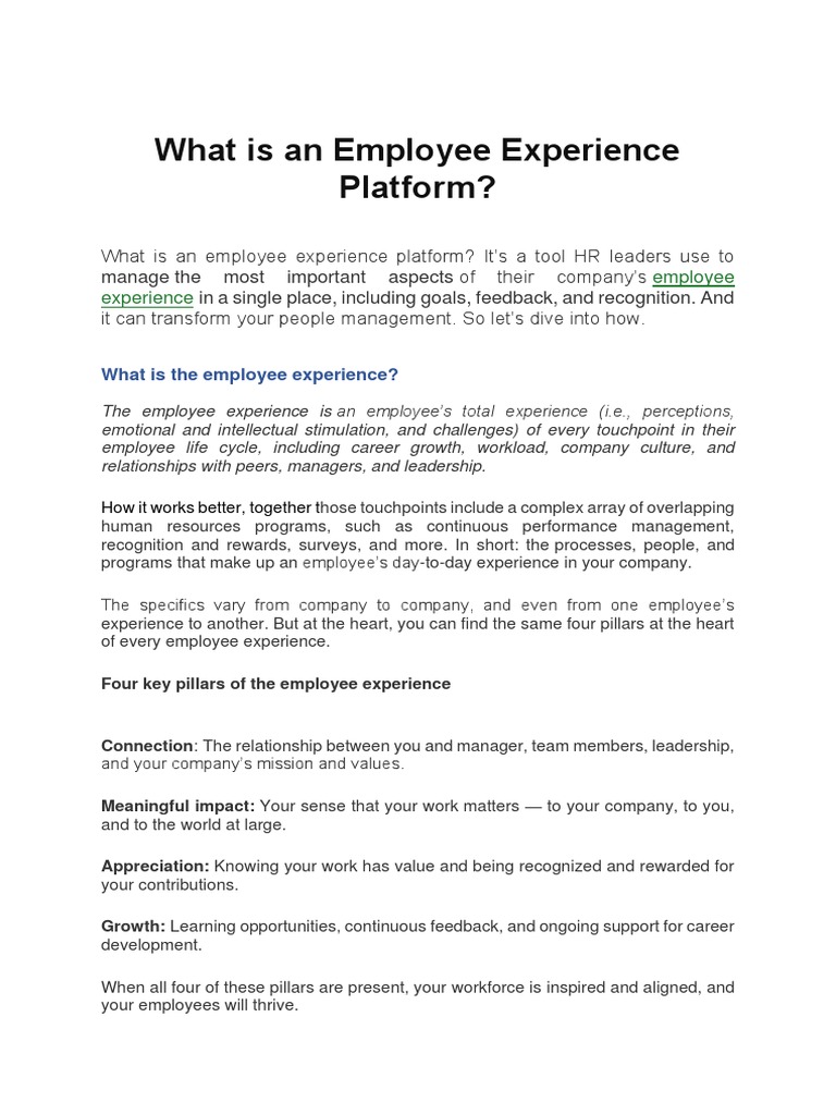 What Is An Employee Experience Platform | PDF | Goal | Employee Retention