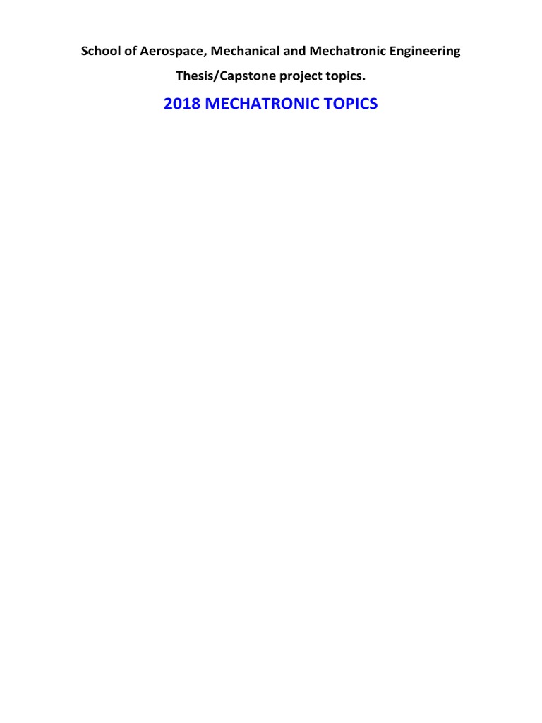 Mechatronic Thesis Topics at USYD | PDF | Computer Vision | Unmanned ...
