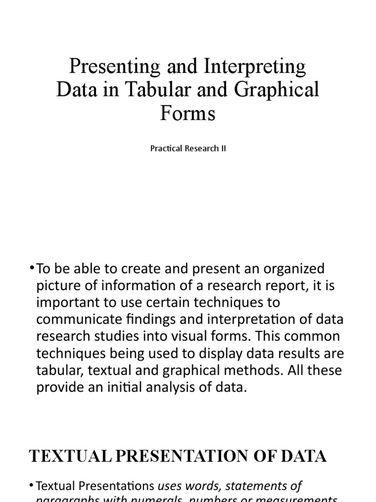 Presenting and Interpreting Data in Tabular and Graphical Forms | PDF ...