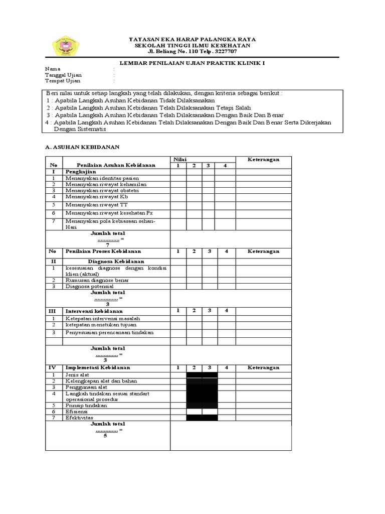 Format Penilaian Utek PKK 1 | PDF