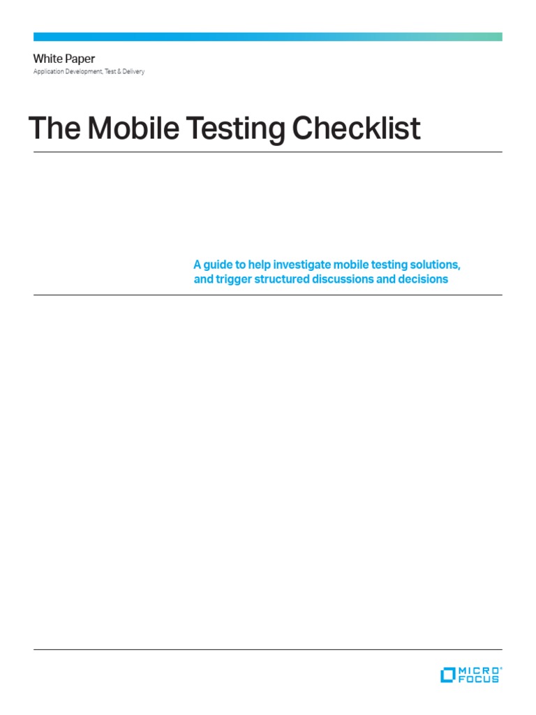 The Mobile Testing Checklist: White Paper | PDF | Mobile App | Web ...