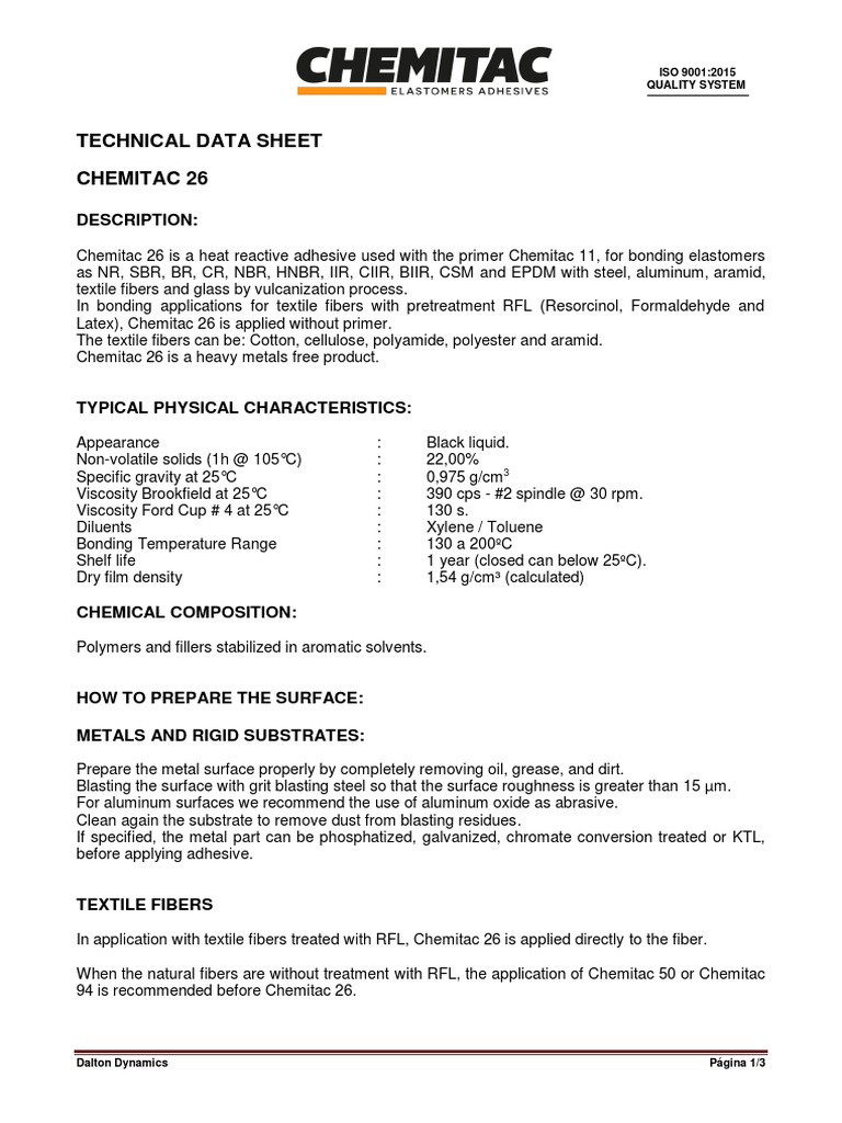 Technical Data Sheet Chemitac 26: Description | Download Free PDF ...