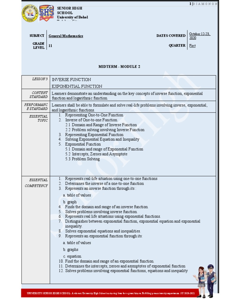 GEN MATH Lesson 3 (MIDTERM) | Download Free PDF | Exponential Function | Function (Mathematics)