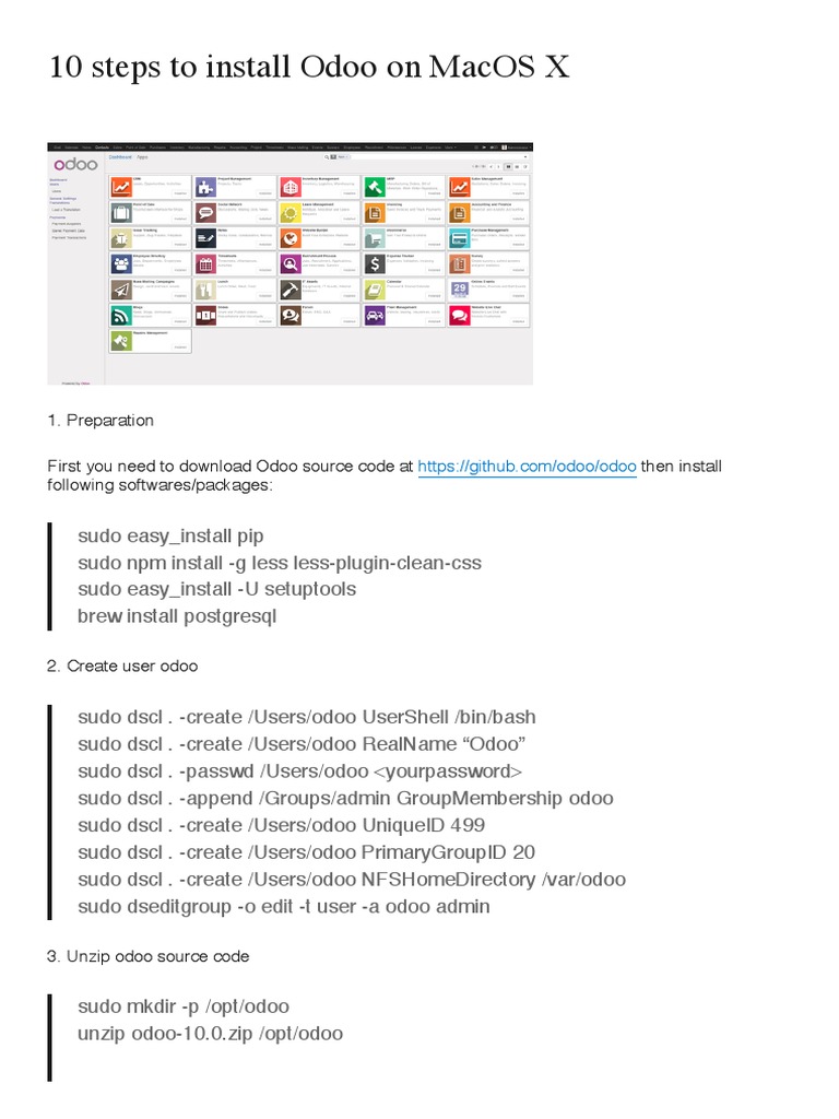 10 Steps To Install Odoo On MacOS X - Đam Mê Code | PDF