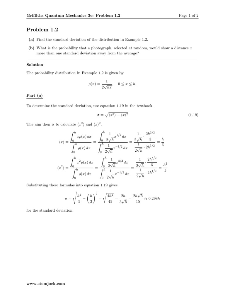Griffiths QMCH 1 P 2 | PDF | Quantum Mechanics | Physical Sciences