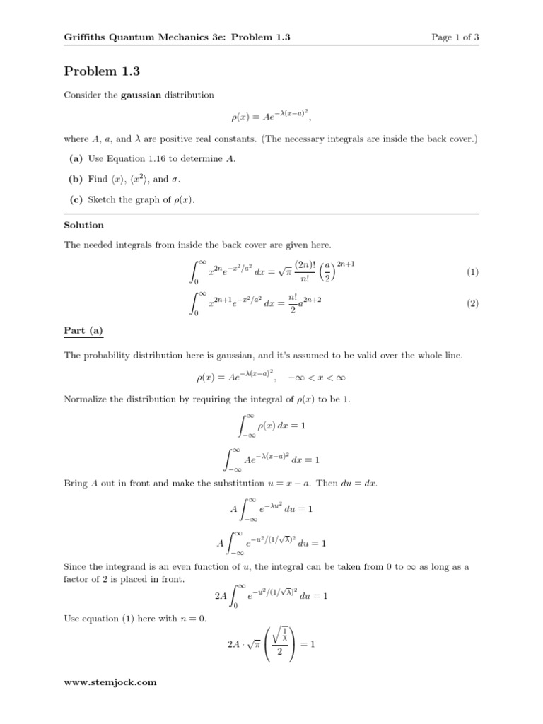 Problem 1.3 | PDF | Integral | Normal Distribution