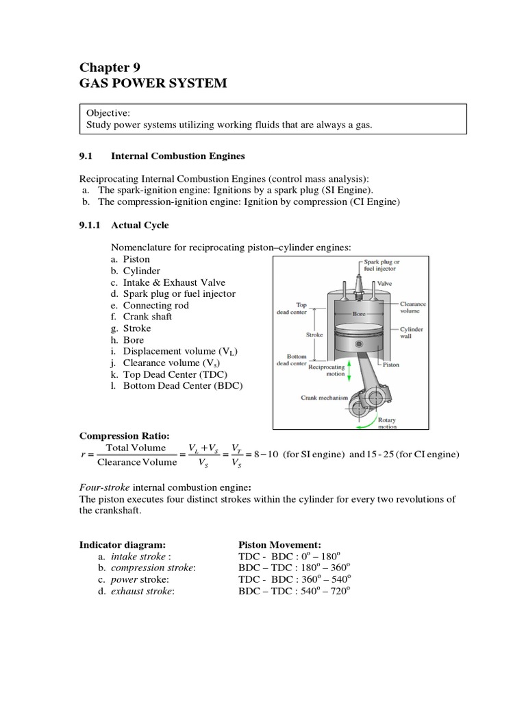 Summary of Gas Power System | PDF | Internal Combustion Engine | Engines