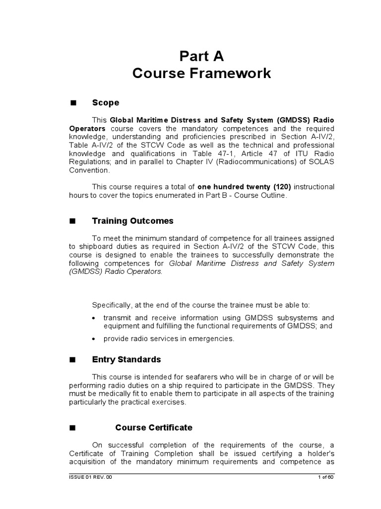 GMDSS - Part A - Course Framework | PDF | Information And ...