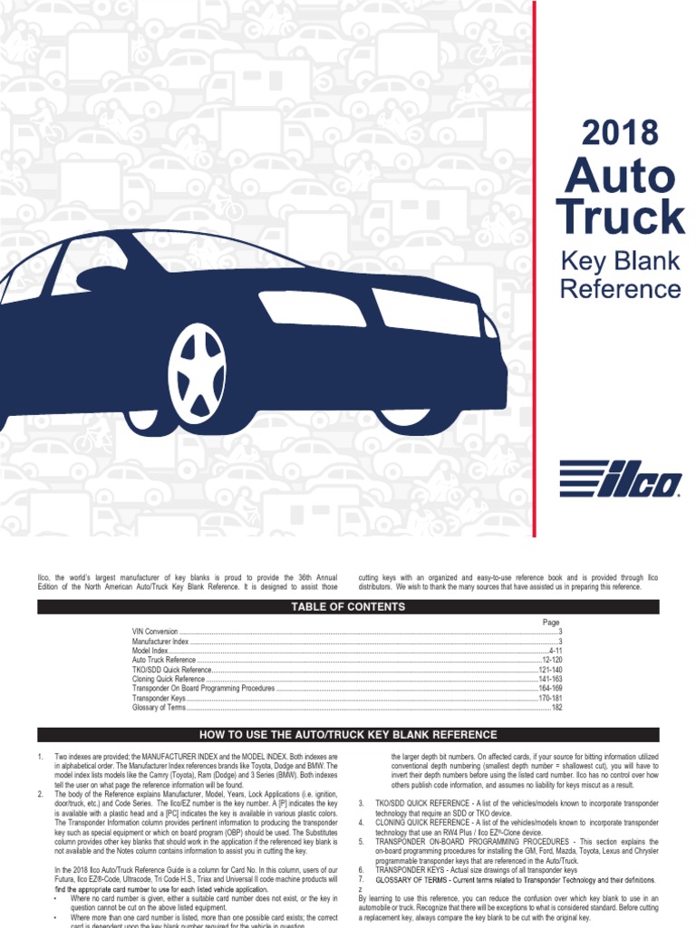 2018 Auto Truck Key Blank Reference | PDF | Dodge | Pickup Truck