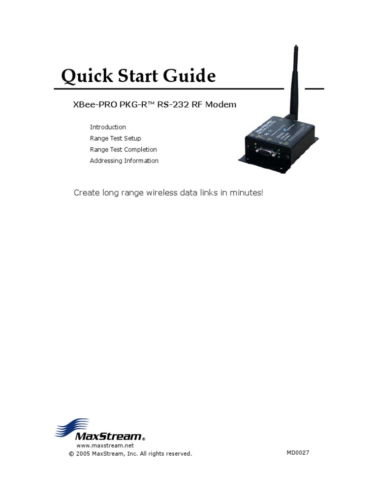 QSG - XBee PRO - PKG R - RS 232 RF Modem | PDF | Computer Mediated Communication | Information Age