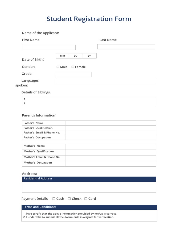 Student Registration Form | PDF