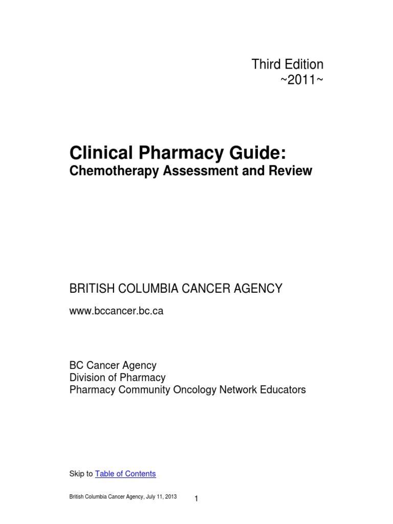 Clinical Pharmacy Guide July 112013 | PDF | Chemotherapy | Dose ...