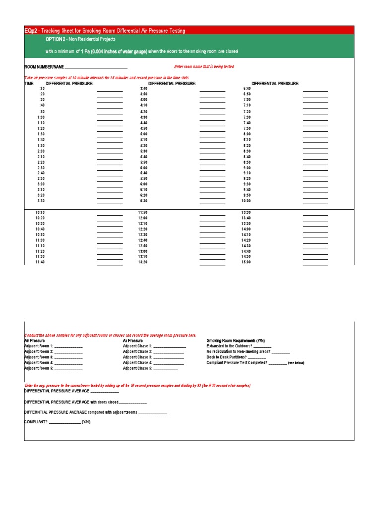 Differential Pressure Test Form and Sample | PDF | Pressure Measurement ...