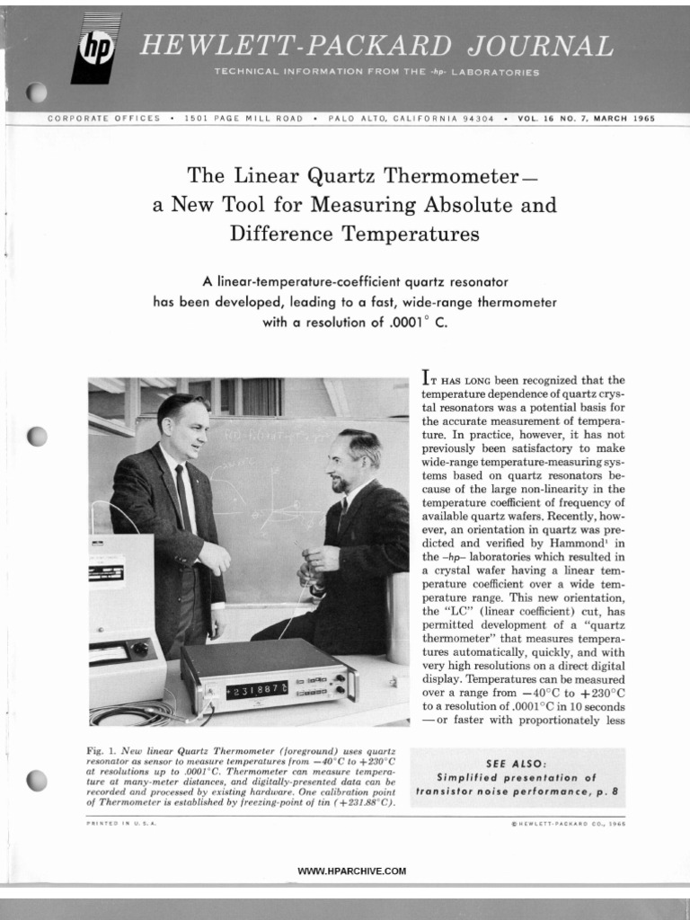 The Linear Quartz Thermometer A New For Measuring Absolute and ...