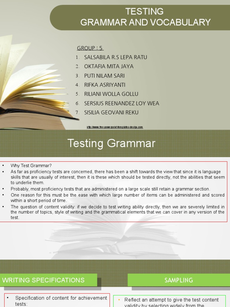 Testing Grammar and Vocabulary | PDF | Multiple Choice | Vocabulary