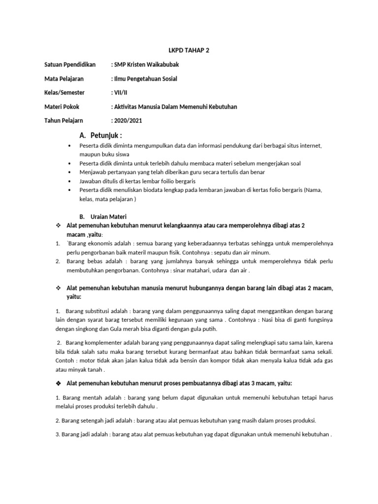 Lkpd 2 Ips Kelas 7 Pdf