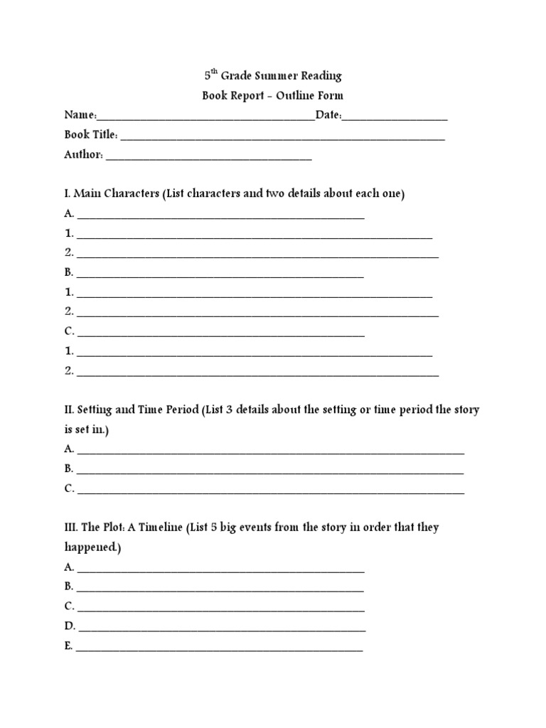 5th Grade Summer Reading Assignment | PDF | Books