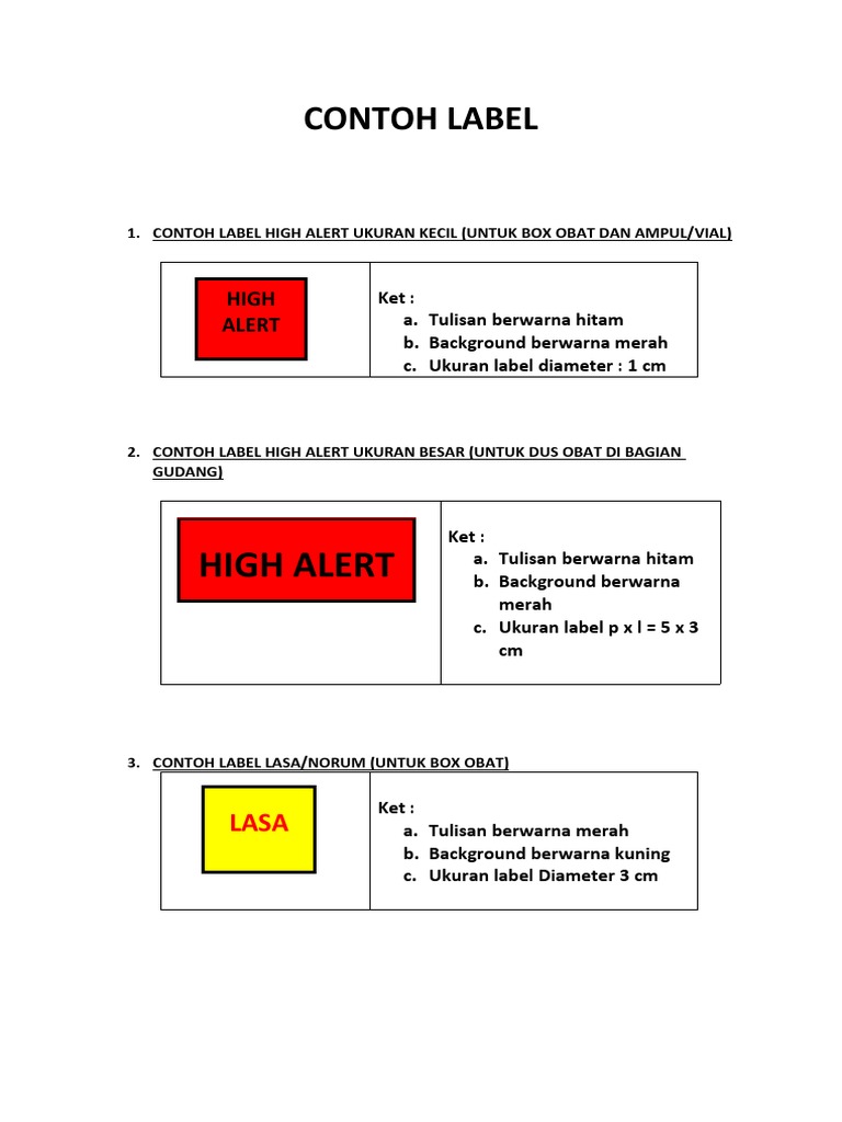 6 Contoh Label High Alert | PDF