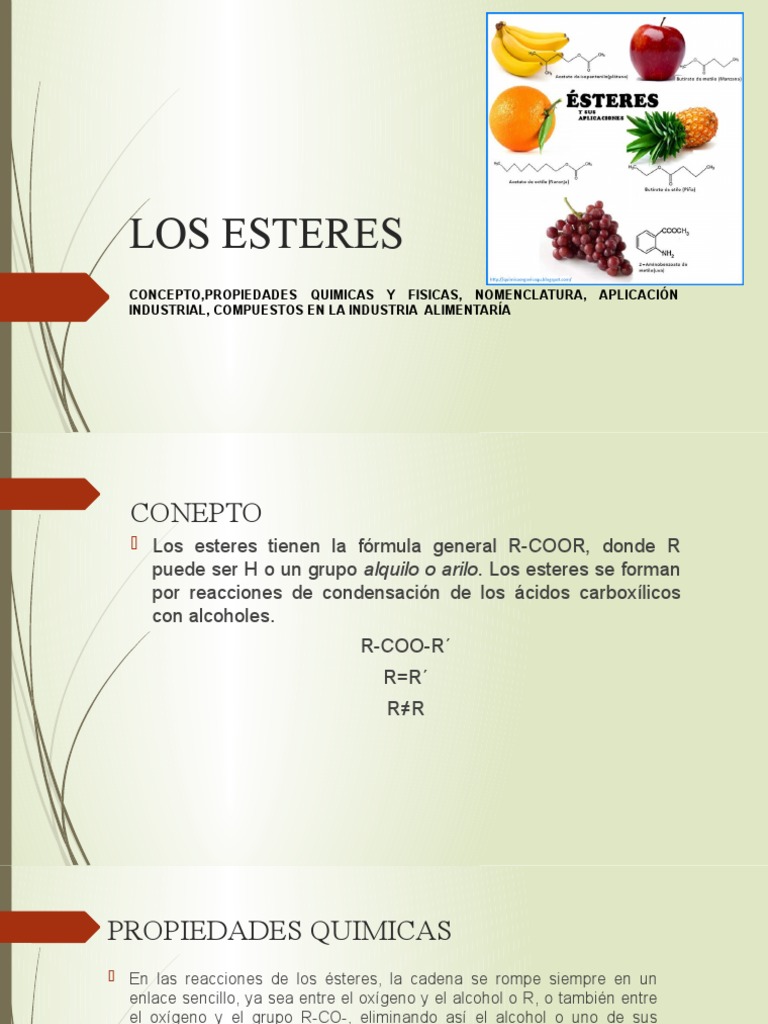 Propiedades y Aplicaciones de Ésteres | PDF | Ester | Compuestos orgánicos