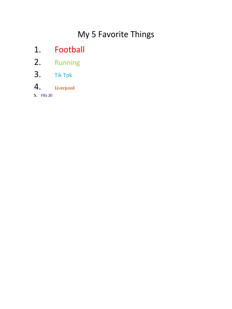 My 5 Favorite Things (Dion) | PDF