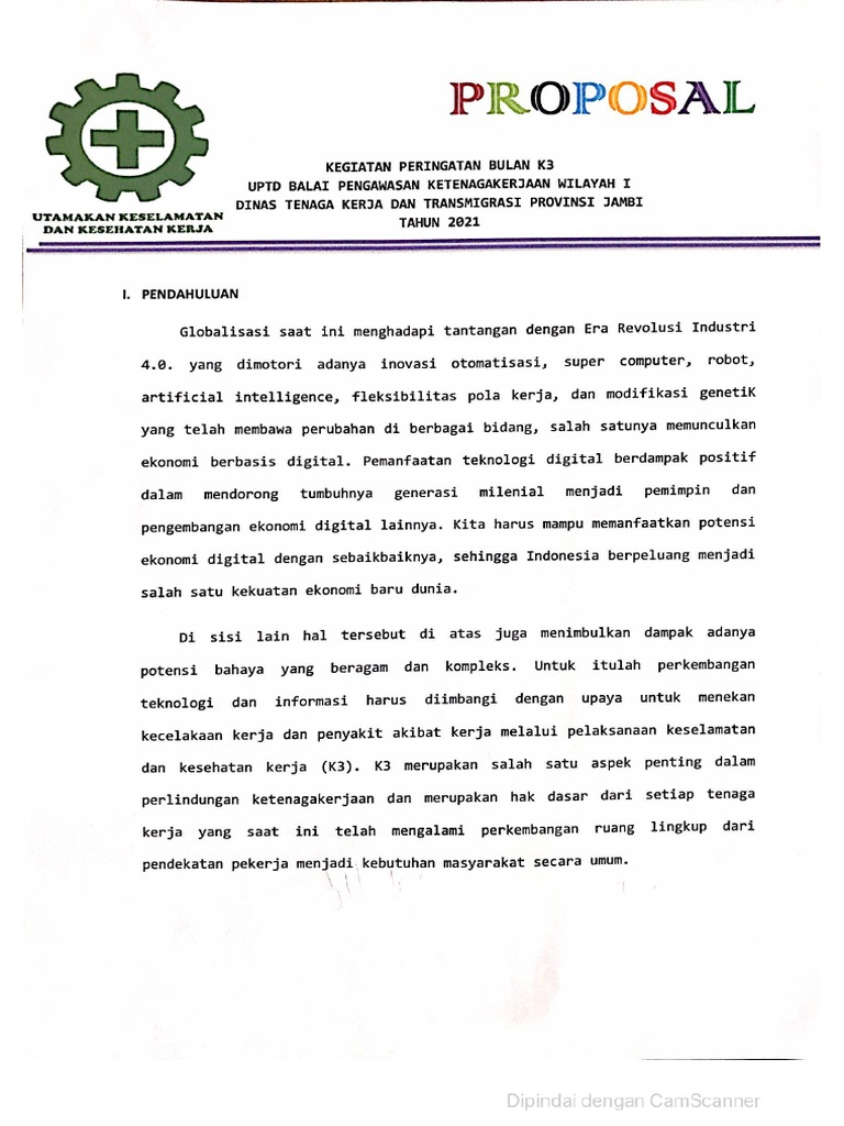 Proposal Bulan K3 UPTD I 2 | PDF