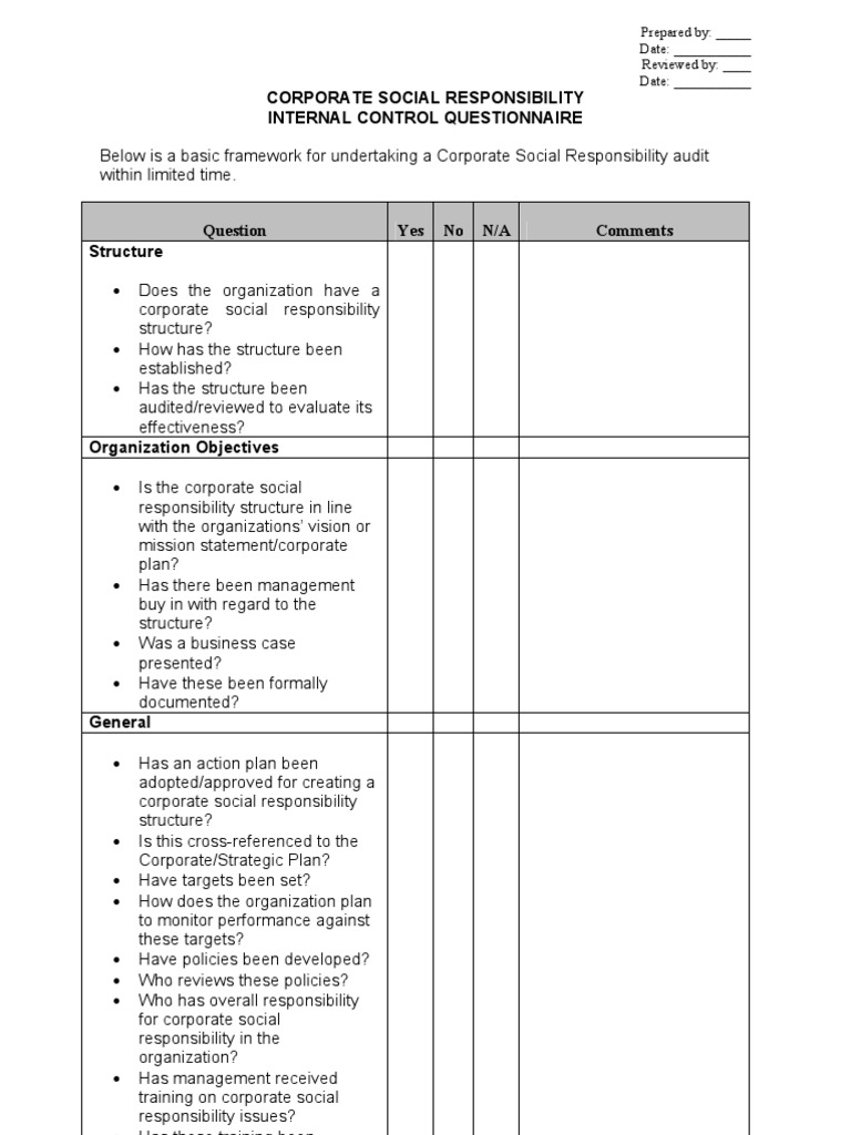 Assessing Corporate Social Responsibility Structures and Initiatives ...