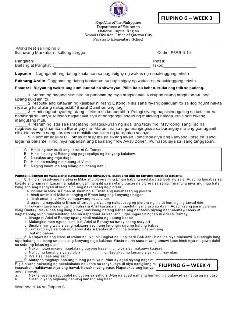 2nd Qrter WS Fil6 Week4 5 | PDF