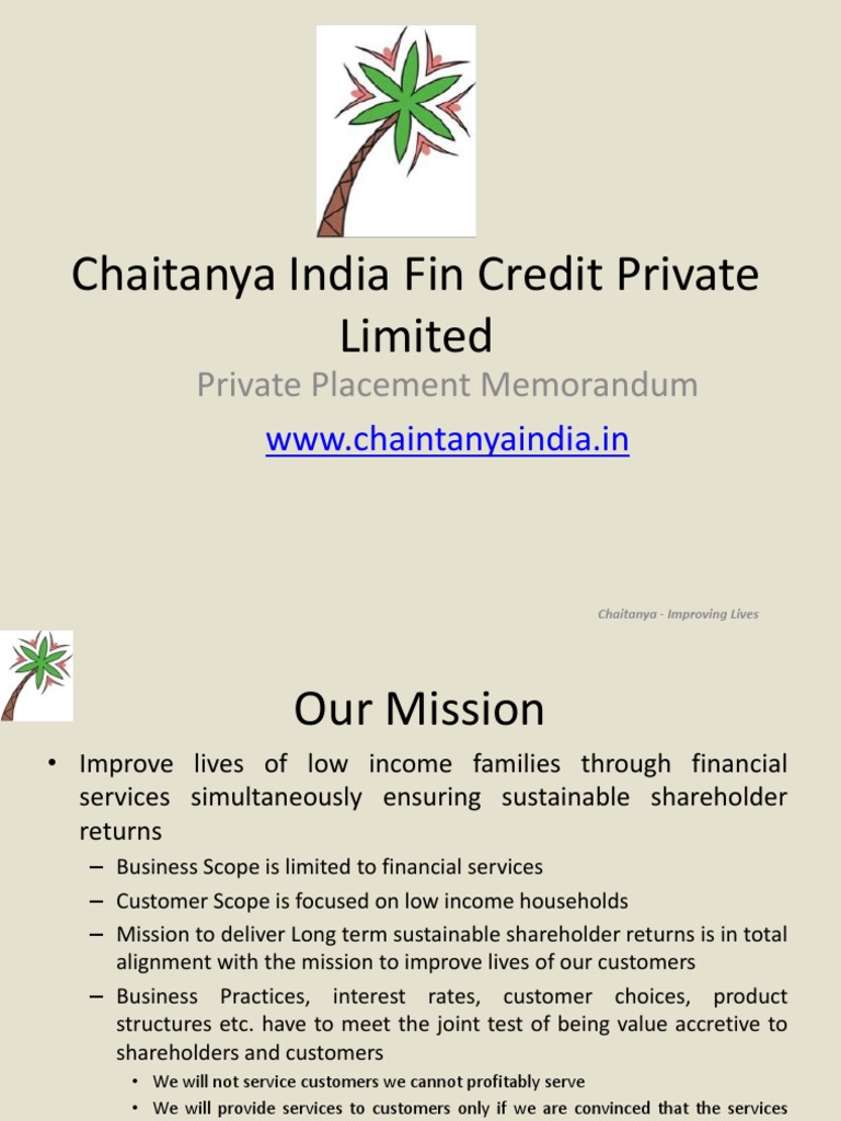 Chaitanya India Fin Credit Private Limited | PDF | Microfinance ...