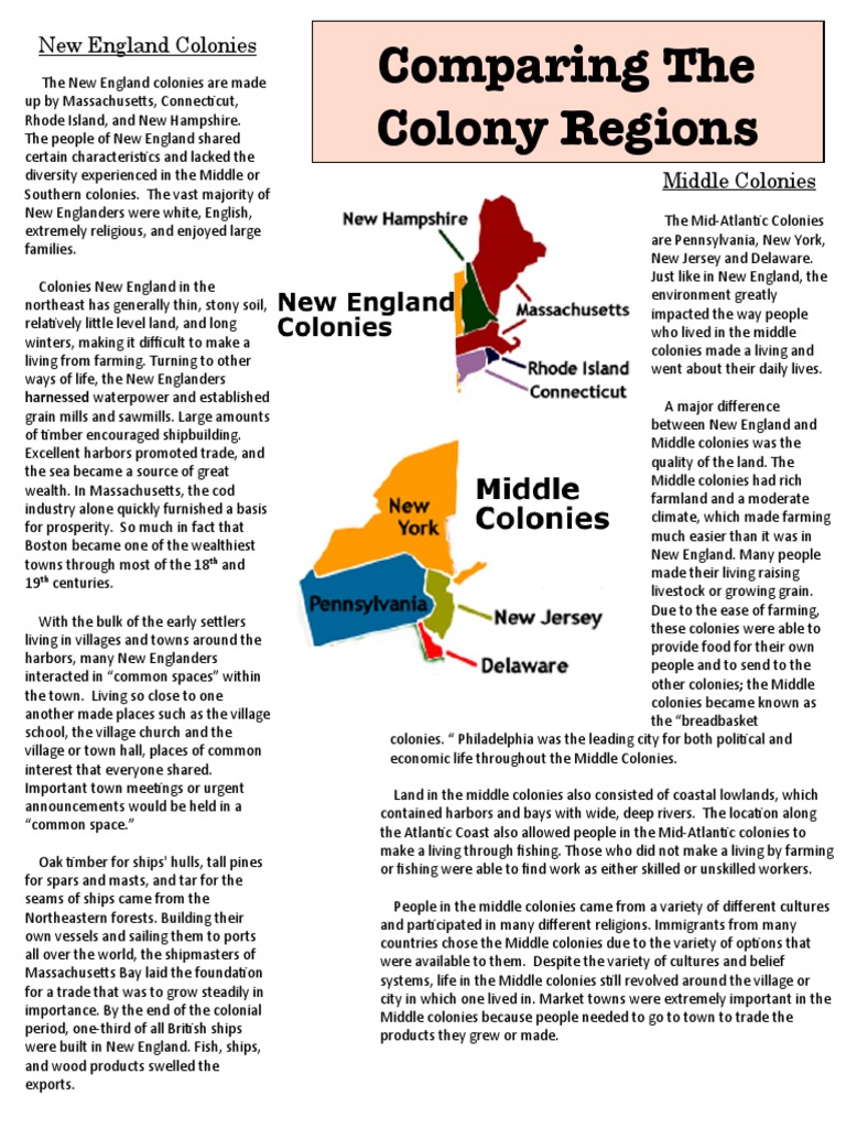 Compare Colony Regions-Renamed | PDF | Southern United States | Agriculture