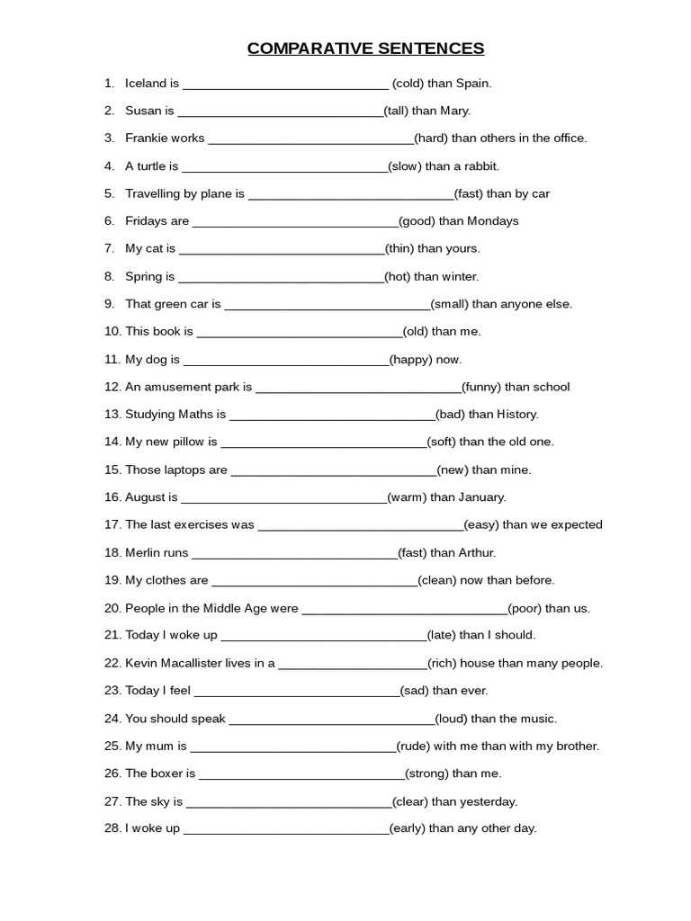 Comparatives Sentences | PDF
