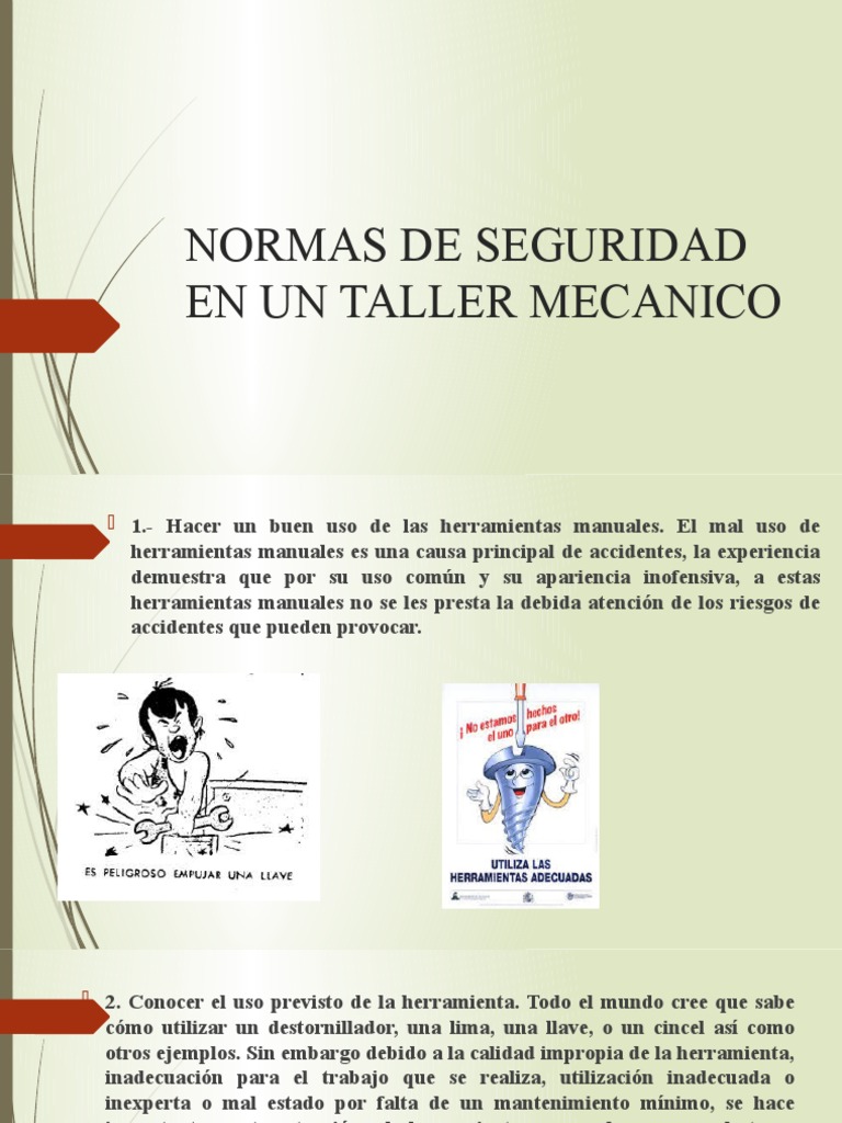 Normas de Seguridad en Un Taller Mecanico | PDF | Herramientas | Naturaleza
