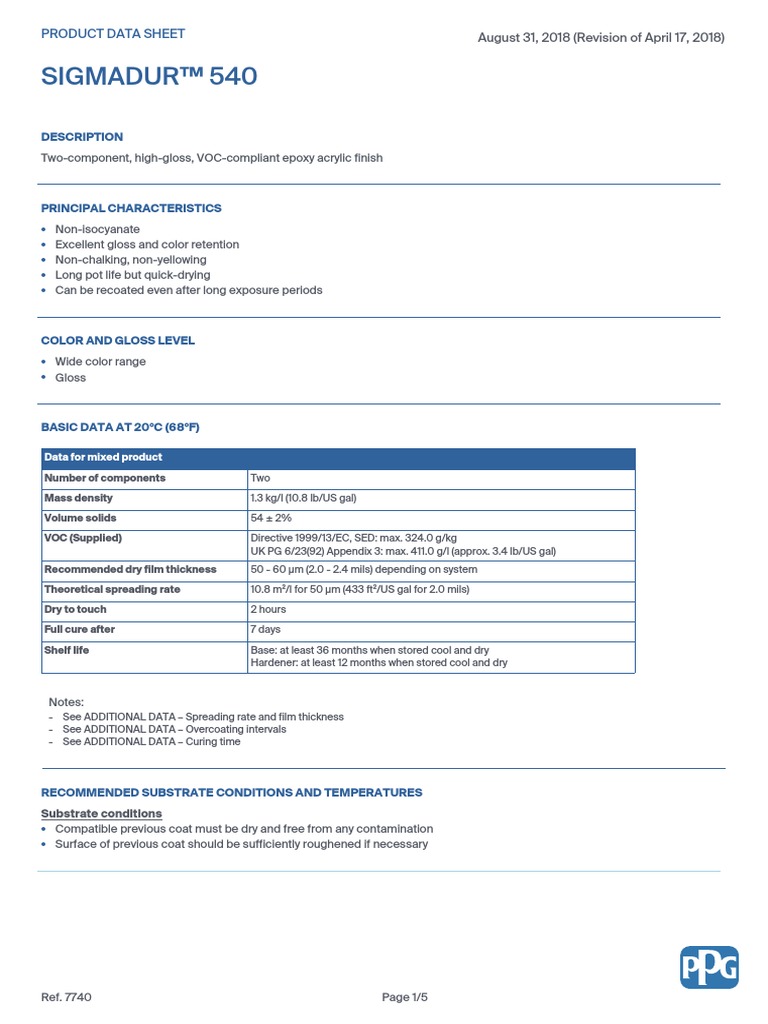 Sigmadur™ 540: Product Data Sheet | Download Free PDF | Epoxy | Nature