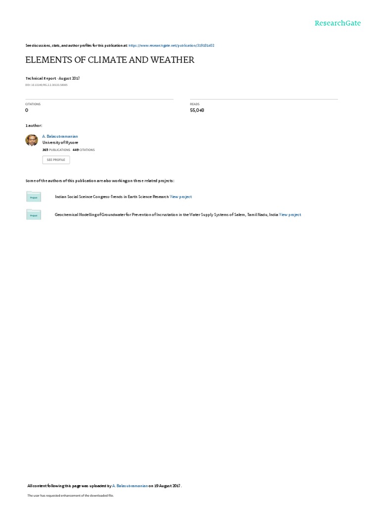 Elements of Climate and Weather | PDF | Humidity | Atmosphere Of Earth