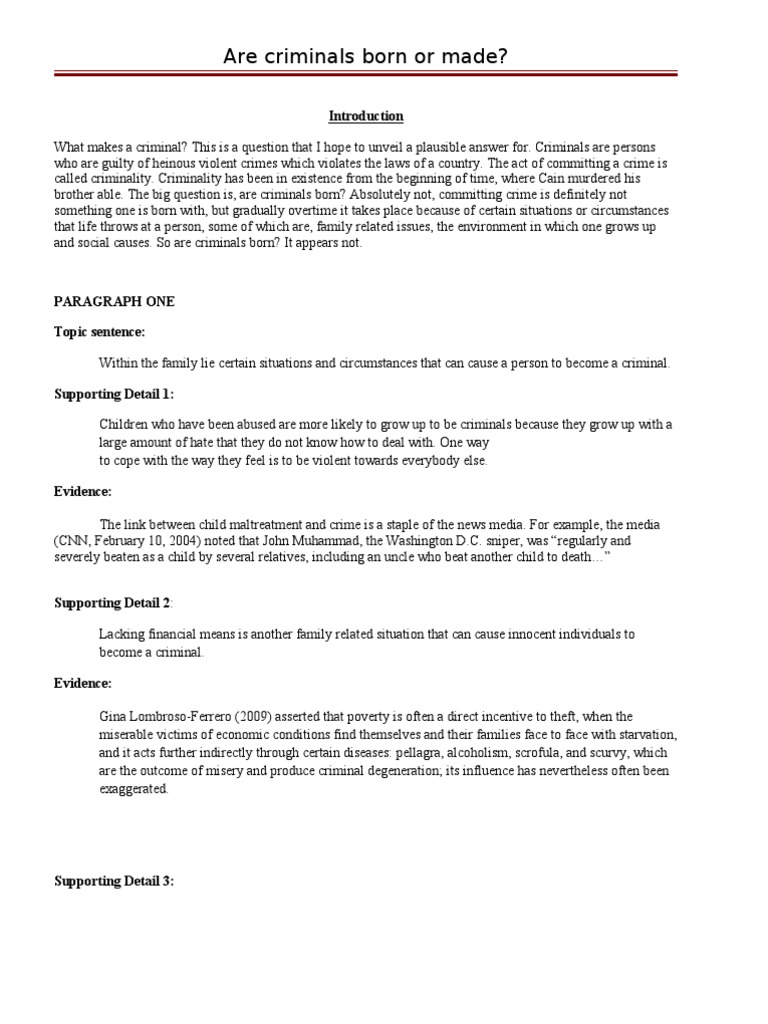 Criminals: Born or Made? Analysis | PDF | Juvenile Delinquency | Crime ...