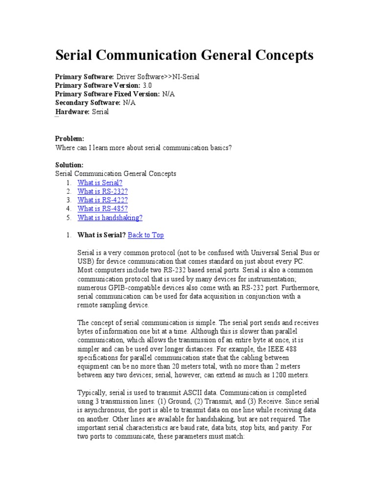 Serial Communication General Concepts | PDF | Computer Hardware ...