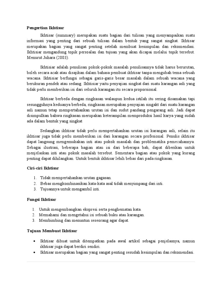 Pengertian Ikhtisar | PDF