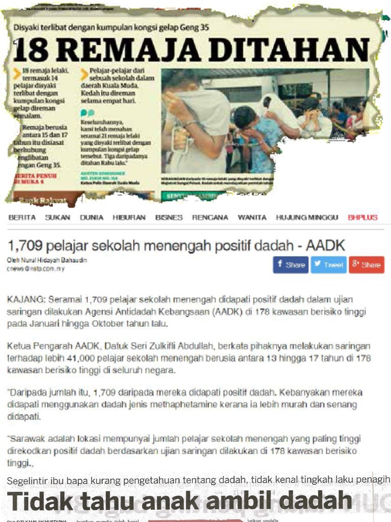 KERATAN Akhbar Berkaitan Dadah | PDF