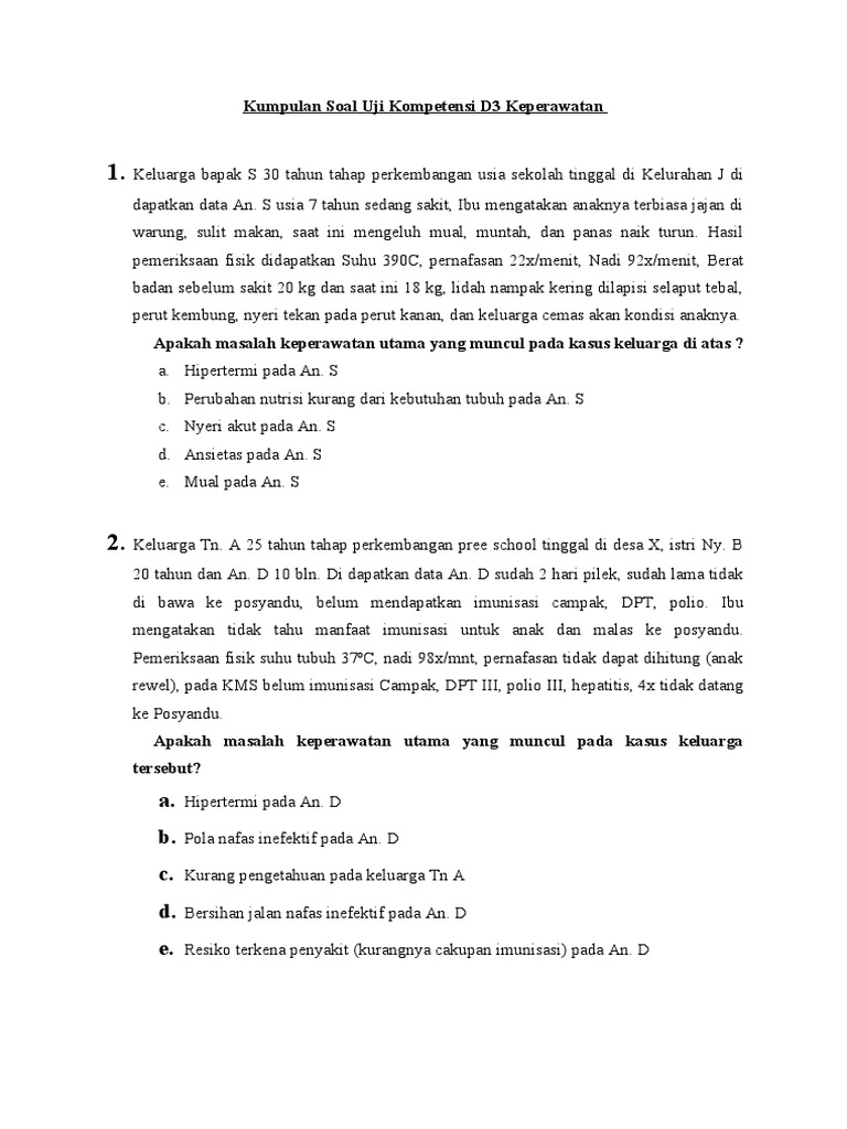 Kumpulan Soal UKOM D3 Keperawatan 2020 | PDF