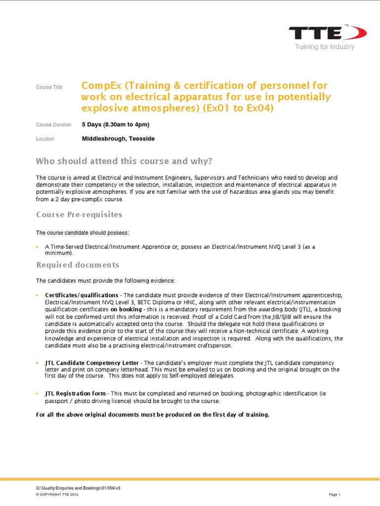 Compex (Training & Certification of Personnel For Work On Electrical ...