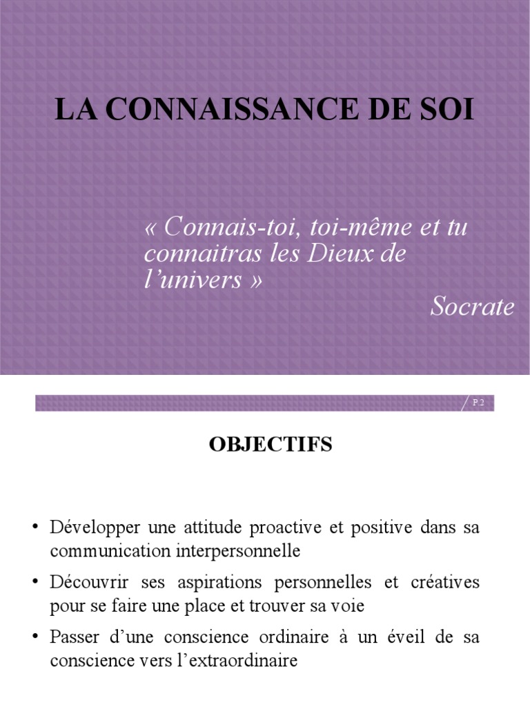 Connaissance de Soi | PDF | Estime de soi | Conscience