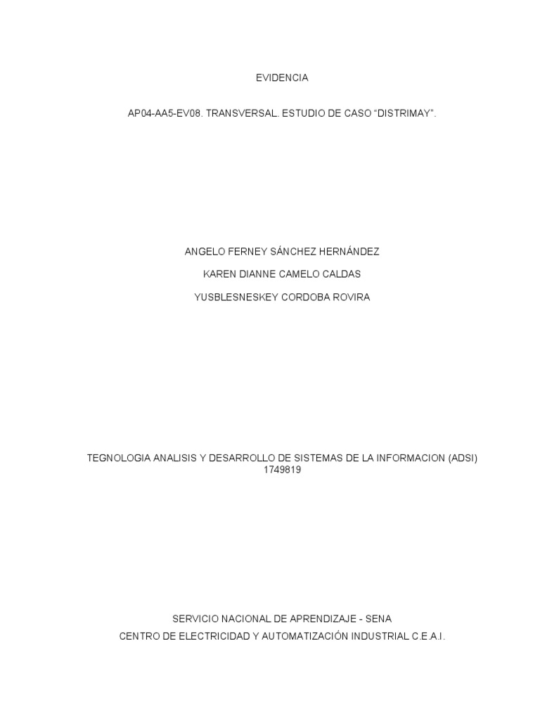 AP04-AA5-EV08. Transversal. Estudio de Caso "DISTRIMAY" | PDF | Empresas | Contabilidad