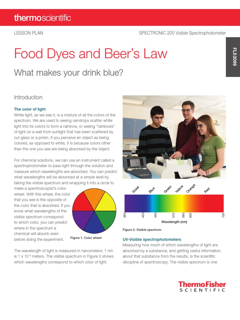 FL53099 Food Dyes Beers Law QC Lesson Plan | PDF | Absorbance ...