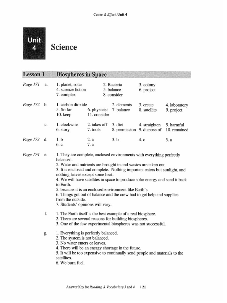 Cause and Effect Unit 4 Answer | PDF