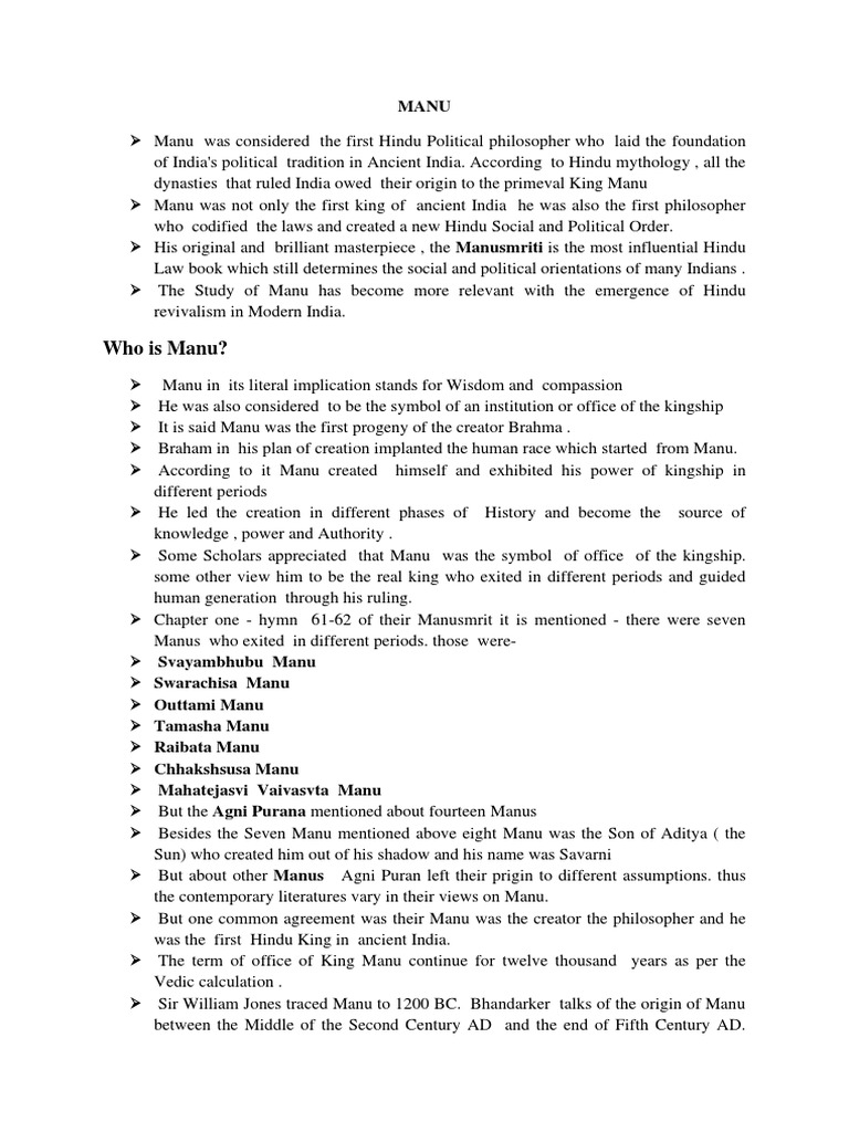 Manu Introduction | PDF | Indian Philosophy | Hindu Literature